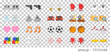 Pixel art retro game icon set - Stock Illustration [75554388] - PIXTA