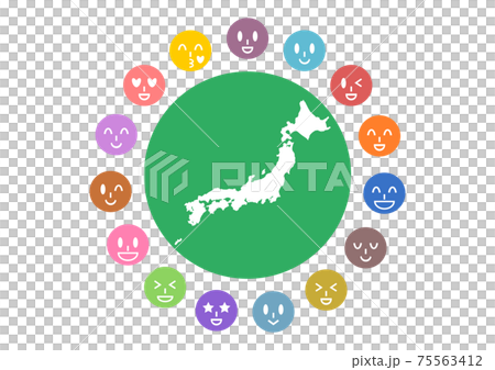 Face icon and map of Japan illustration color - Stock Illustration ...