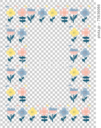 Pink, blue and yellow Scandinavian flower frame - Stock Illustration ...