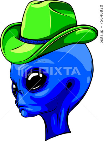 alien head with hat vector illustration designのイラスト素材 [75646920] - PIXTA