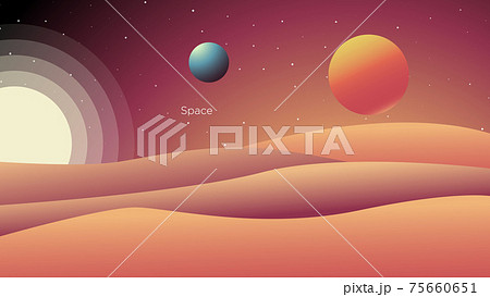 Cartoon planet surface with stars and...のイラスト素材 [75660651] - PIXTA