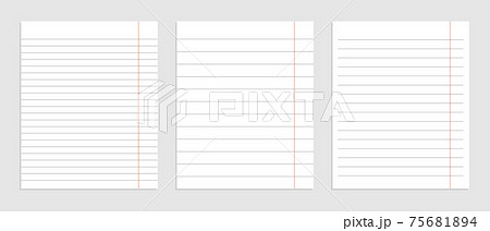 realistic set of blank paper line sheetsのイラスト素材 [75681894] - PIXTA