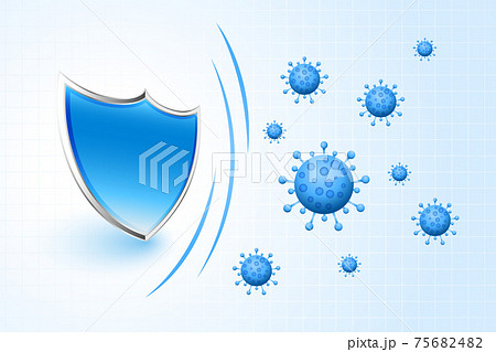 covid-19 coronavirus protection shield stopping...のイラスト素材 [75682482 ...