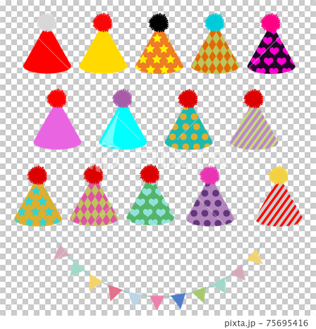 Party hat triangle hat hat icon flat garland party - Stock Illustration ...