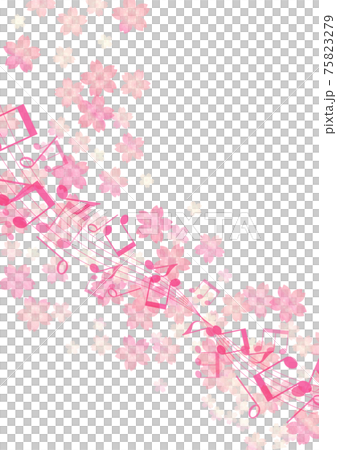 Flowing musical notes and cherry blossom... - Stock Illustration ...