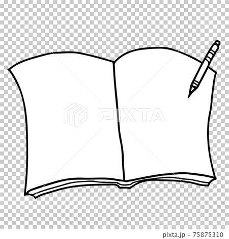 Line art illustration of blank notebook and pen - Stock Illustration ...