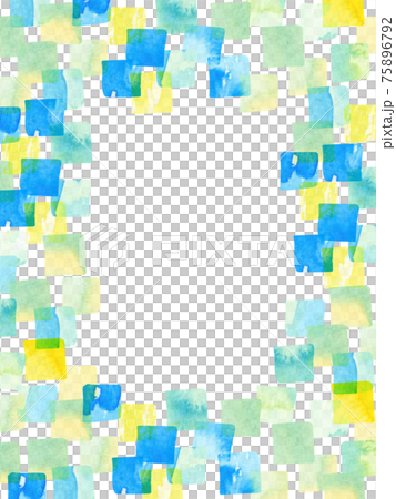 Watercolor blue square frame - Stock Illustration [75896792] - PIXTA