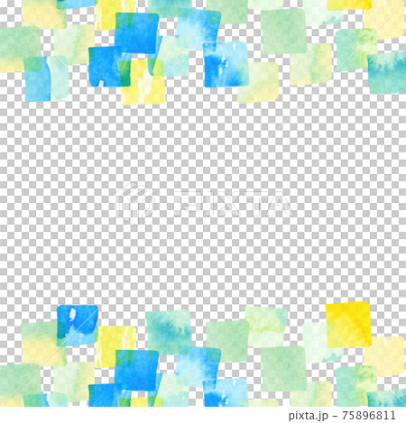 Watercolor blue square frame - Stock Illustration [75896811] - PIXTA