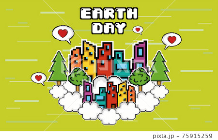 Earth day pixel artのイラスト素材 [75915259] - PIXTA