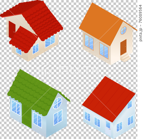 set of different color cartoon houses. - Stock Illustration [76089564 ...