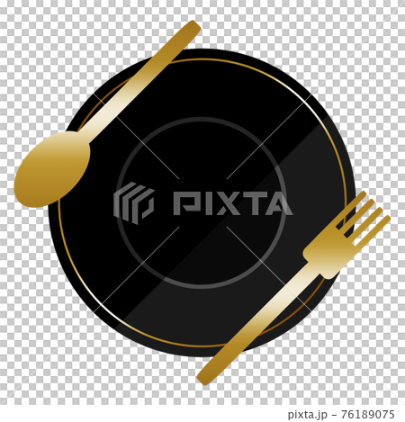 Round plate frame black & gold - Stock Illustration [76189075] - PIXTA