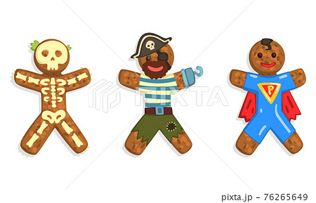 Gingerbread Man Characters Set, Traditional...のイラスト素材 [76265649] - PIXTA