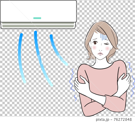 Illustration of a woman who is cold because the... - Stock Illustration ...