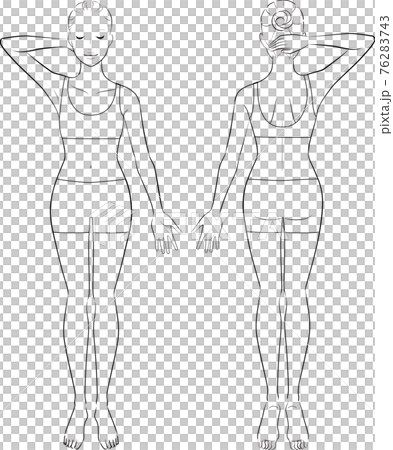 Female beauty full body illustration set - Stock Illustration [76283743 ...