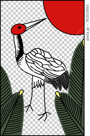 Hanafuda Mutsuki pine crane January pine crane... - Stock Illustration ...
