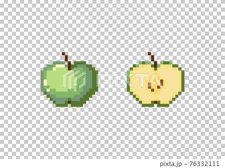 Pixel art green apple icon set. Pixelated retro... - Stock Illustration ...