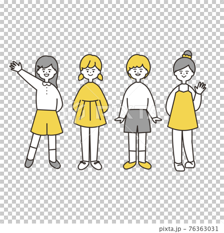 Children's girls' whole body yellow color set - Stock Illustration ...