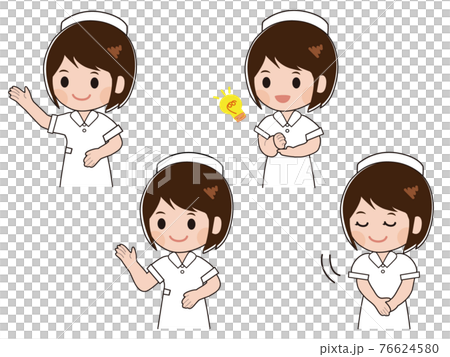 A refreshing nurse half-body set with short hair - Stock Illustration ...