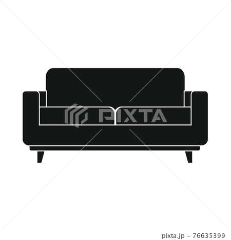 Vector settee sofa black simple icon isolatedのイラスト素材 [76635399] - PIXTA
