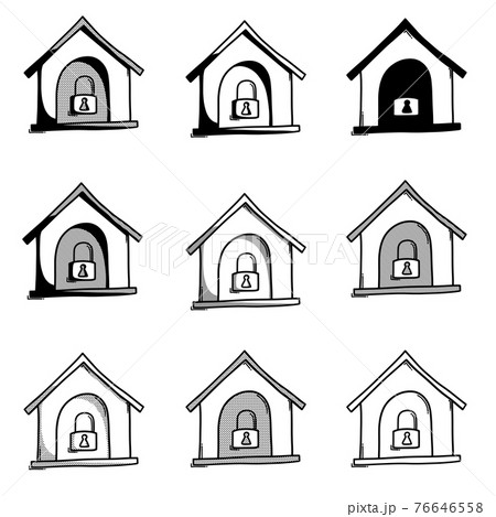 lock house doodle vector icon. Drawing sketch...のイラスト素材 [76646558] - PIXTA