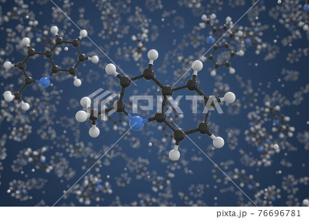 Quinaldine molecule made with balls, conceptual...のイラスト素材 [76696781 ...