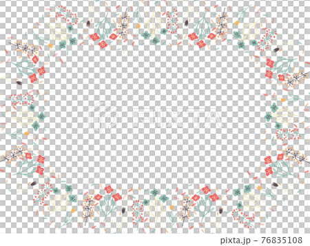 Red and blue flower frame Eastern European style - Stock Illustration ...