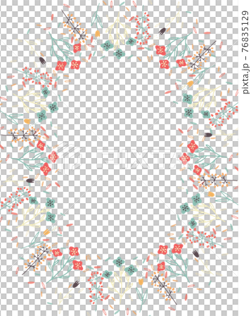 Red and blue flower frame Eastern European style - Stock Illustration ...