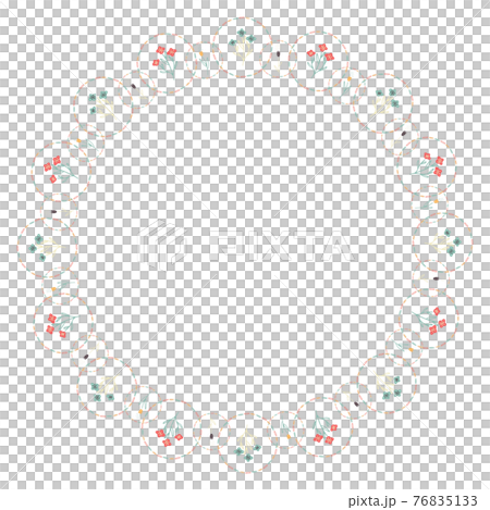 Red and blue flower frame Eastern European style - Stock Illustration ...