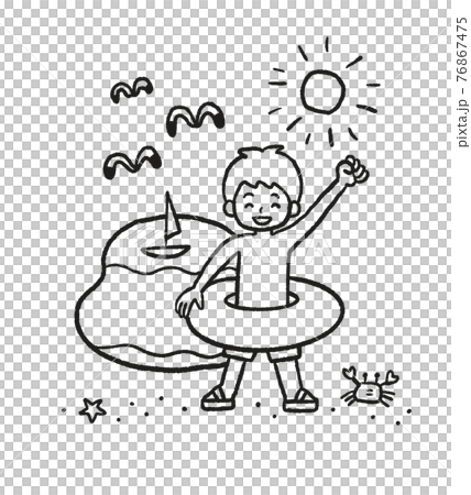 Sea bathing line drawing illustration - Stock Illustration [76867475 ...