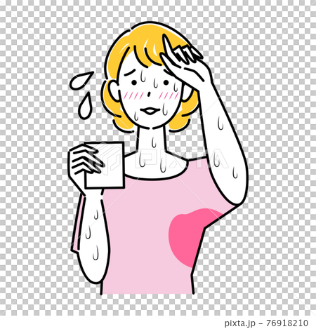 Women who are in trouble with extreme sweating... - Stock Illustration ...