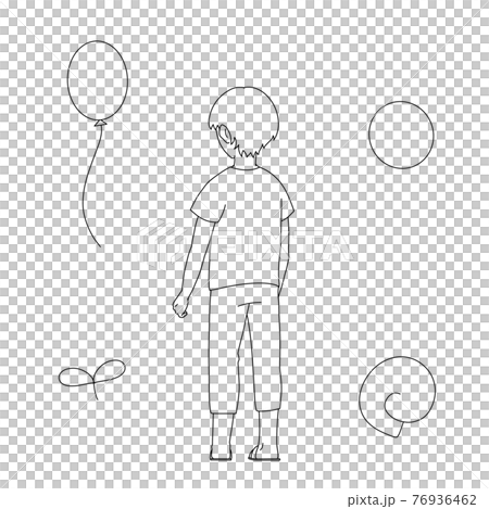 Boy in the back line drawing - Stock Illustration [76936462] - PIXTA