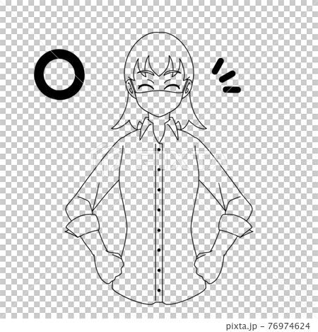 How to wear the mask correctly Female line drawing - Stock Illustration ...