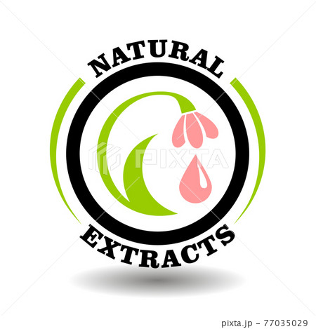 Natural floral extract ingredients stamp with...のイラスト素材 [77035029] - PIXTA