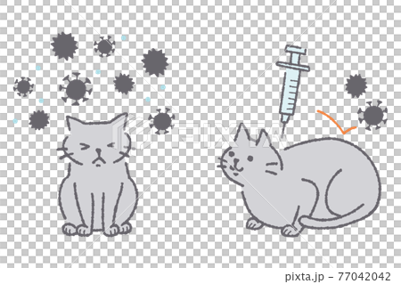 Illustration of a cat infected with a virus and... - Stock Illustration ...