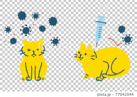 Illustration of a cat infected with a virus and... - Stock Illustration ...
