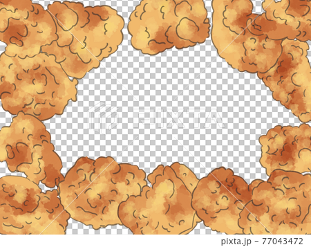 Pencil watercolor fried chicken frame - Stock Illustration [77043472 ...