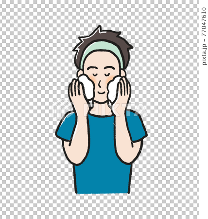 Illustration of a man washing his face - Stock Illustration [77047610 ...