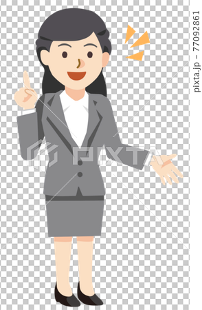 Business woman explaining with a smile while... - Stock Illustration ...