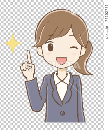 Woman pointing in a suit Perfect wink (upper body) - Stock Illustration ...
