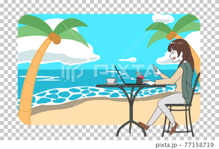 Worcation woman smile - Stock Illustration [77158719] - PIXTA