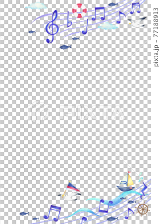 Summer background of musical notes and marine... - Stock Illustration ...