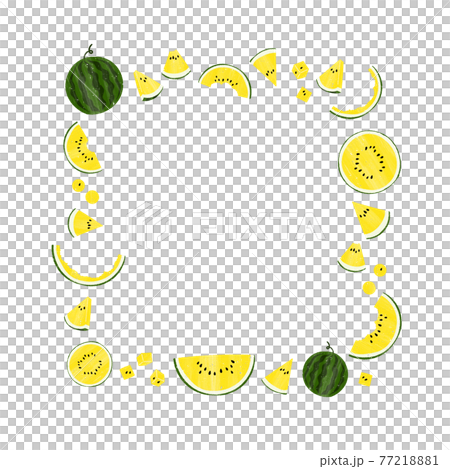 Watermelon square frame yellow - Stock Illustration [77218881] - PIXTA