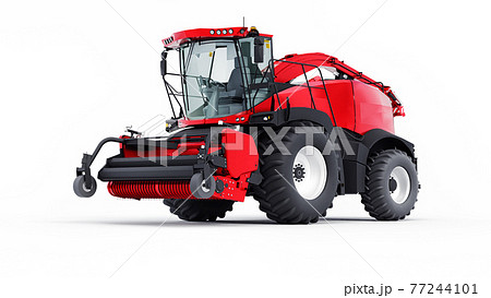 Red modern combine on a white background. 3d...のイラスト素材 [77244101] - PIXTA