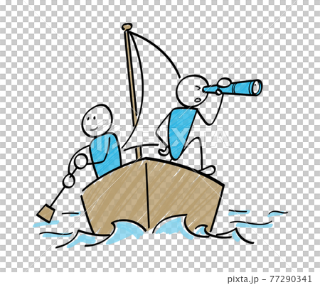 Illustration of a stickman sailor sailing on a... - Stock Illustration ...