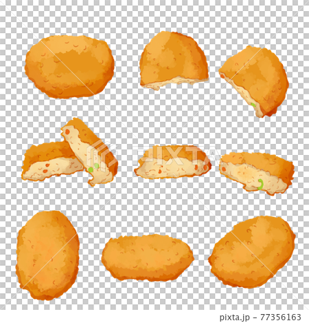 Watercolor croquette illustration set - Stock Illustration [77356163 ...