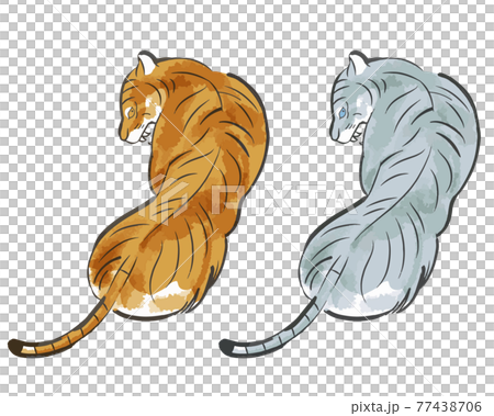 White tiger curve watercolor style vector line - Stock Illustration ...