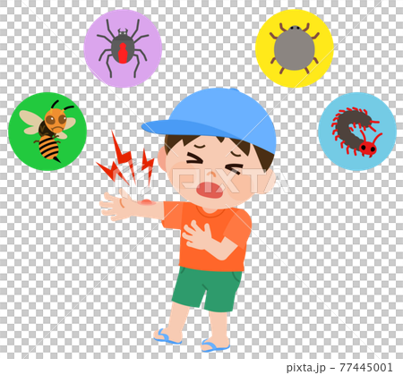 Illustration of a boy crying after being bitten... - Stock Illustration ...