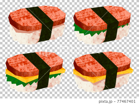 Paper-cutting-style spam musubi - Stock Illustration [77467401] - PIXTA