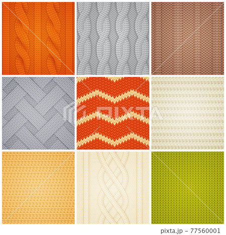 Realistic Knitted Patterns Samples Setのイラスト素材 [77560001] - PIXTA
