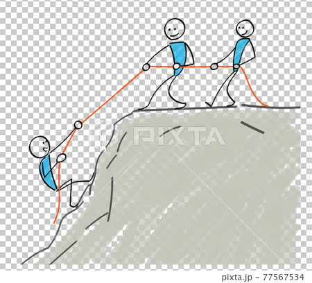 Stickman helping mountain climbing with a rope - Stock Illustration ...
